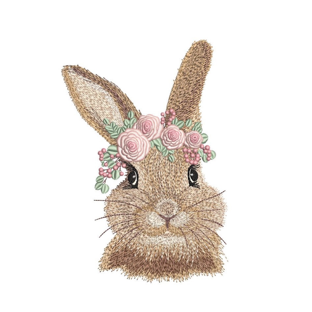 Floral Bunny Embroidery Design, 3 Sizes, Instant Download - Etsy