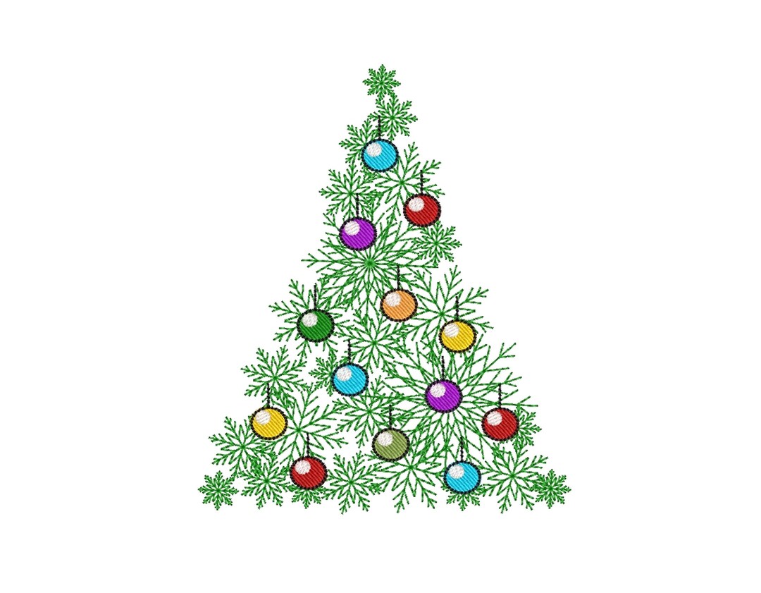 Snowflake Christmas Tree Embroidery Design, 4 Sizes, Instant Download ...