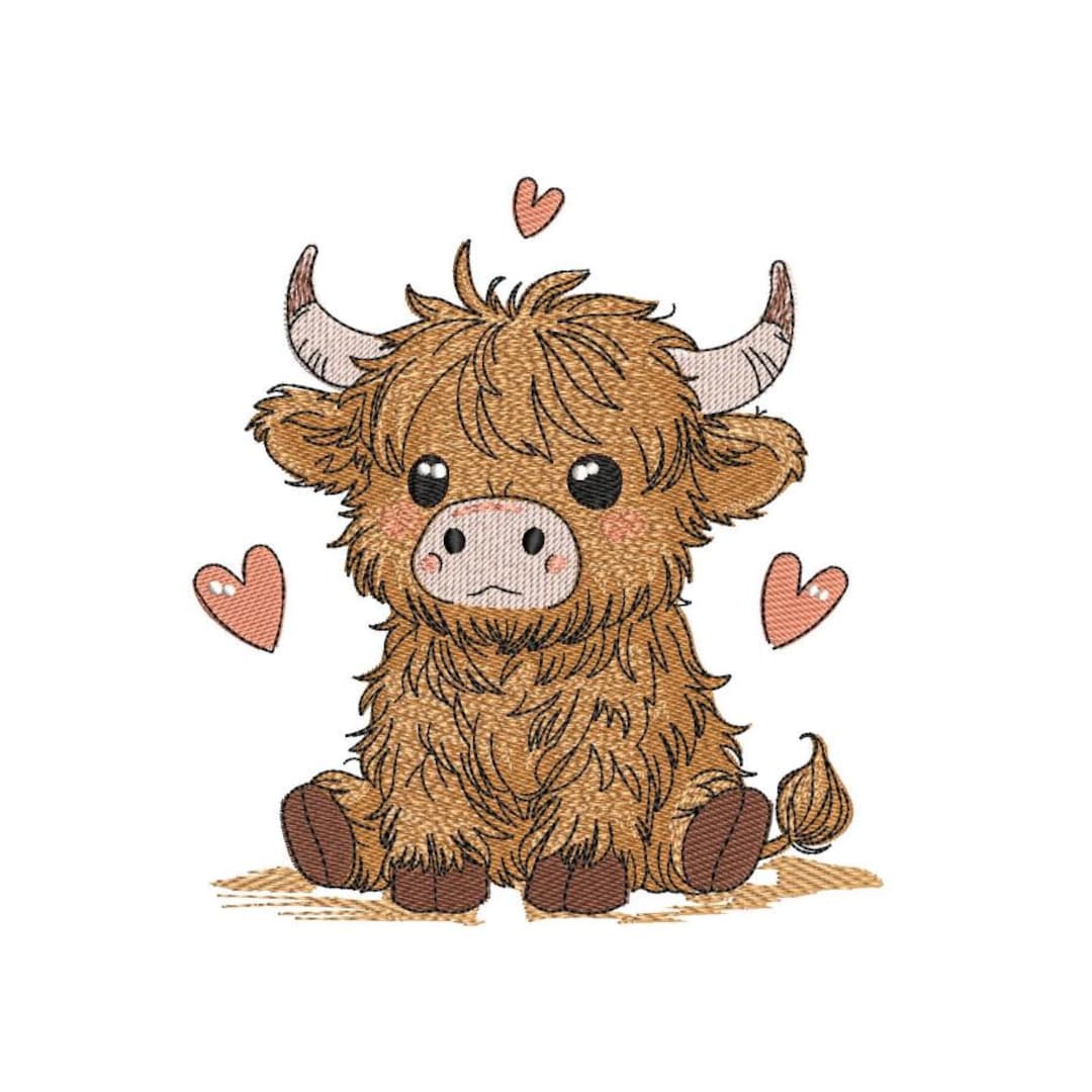 Baby Highland Cow Embroidery Design, Farm Animal Embroidery File, 3 ...