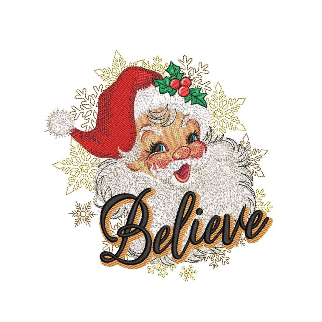Christmas Santa Embroidery Design, Believe Machine Embroidery Design, 3 ...