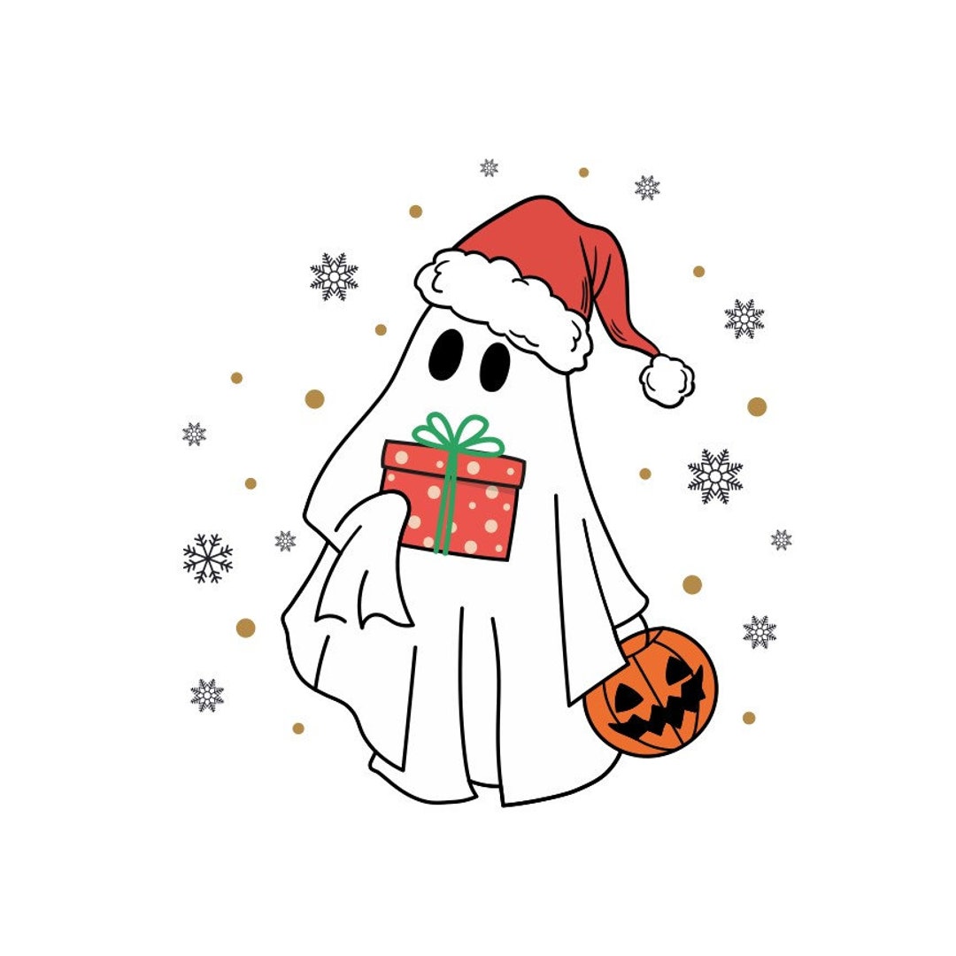 Cute Christmas Ghost Png, Ghost With Gift Png, Ghost Png, Merry ...