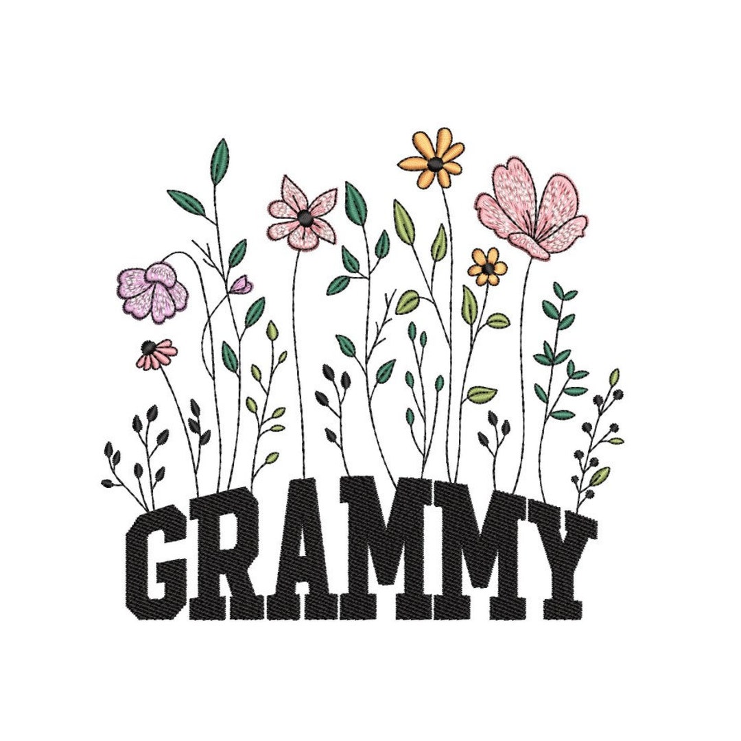 Grammy Flower Embroidery Design, 3 Sizes, Instant Download - Etsy