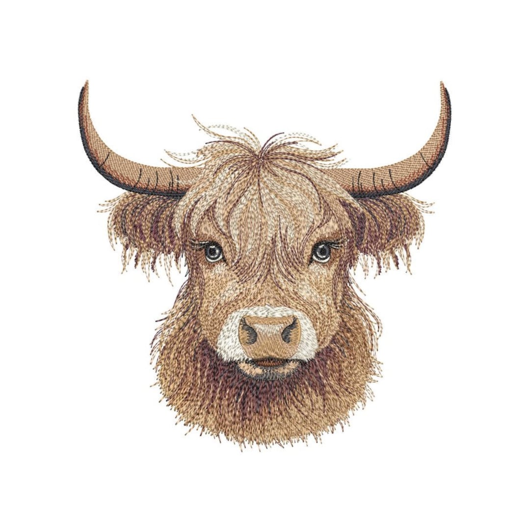 Cute Highland Cow Embroidery Design, Farm Animal Machine Embroidery ...