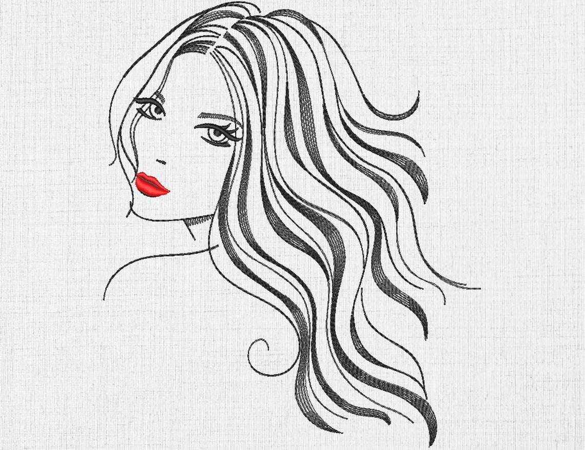 Woman Machine Embroidery Design Instant Download | Etsy