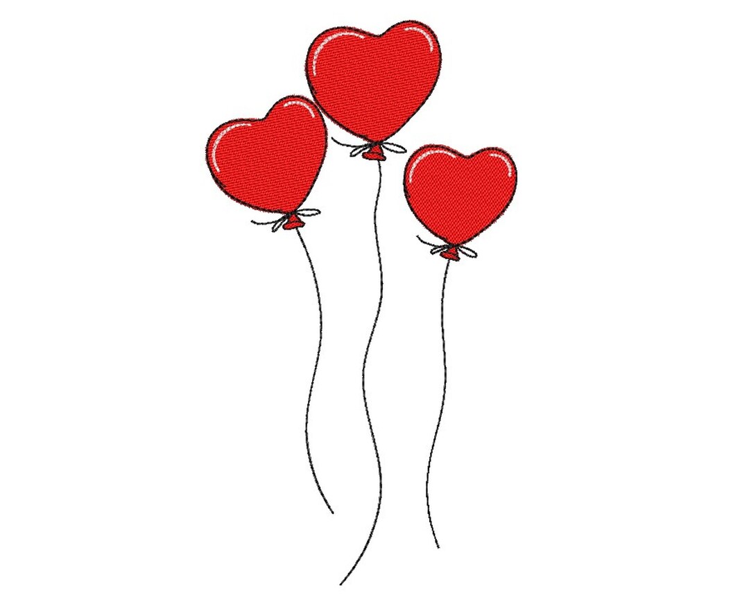 Heart Balloons Embroidery Design, 3 Sizes, Instant Download - Etsy
