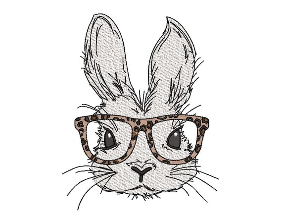 Bunny With Glasses Embroidery Design 3 Sizes Instant - Etsy