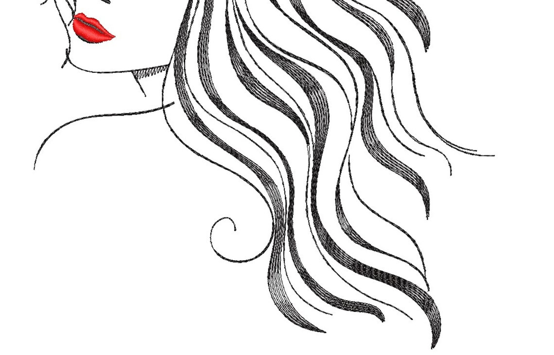 Woman Machine Embroidery Design Instant Download | Etsy