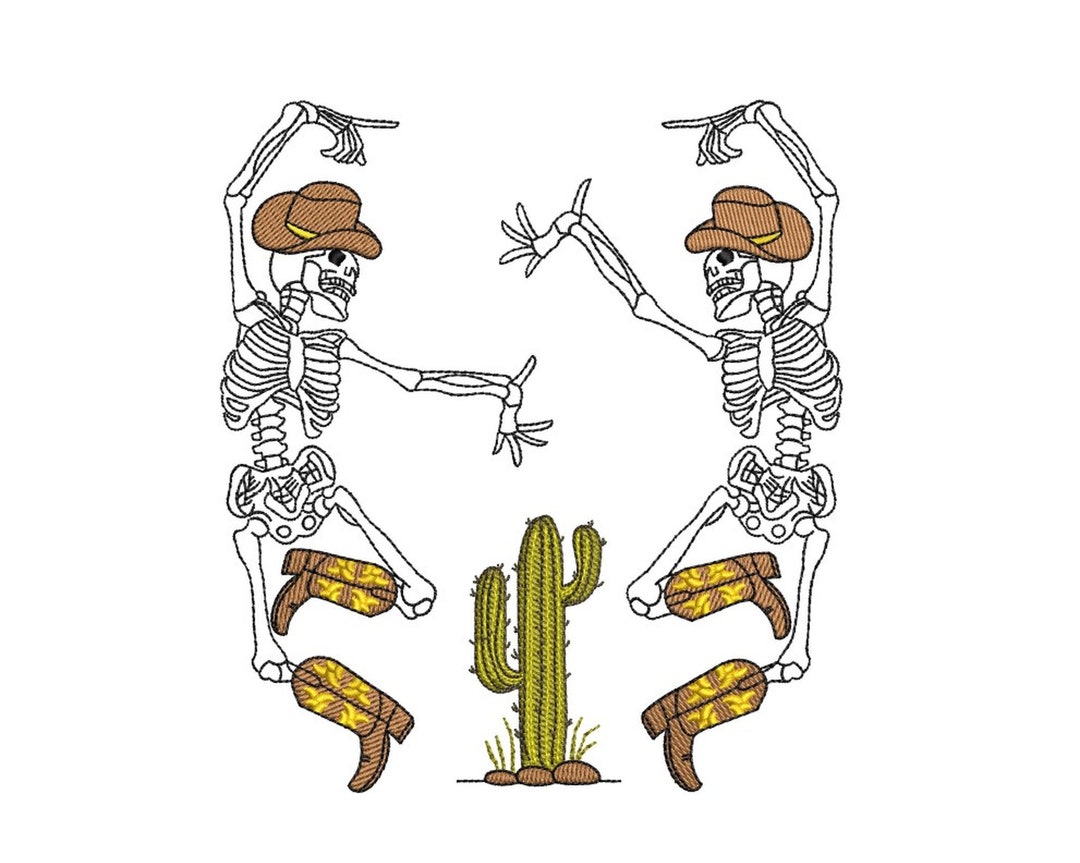 Dancing Skeletons Embroidery Design Halloween Howdy Cowboy - Etsy