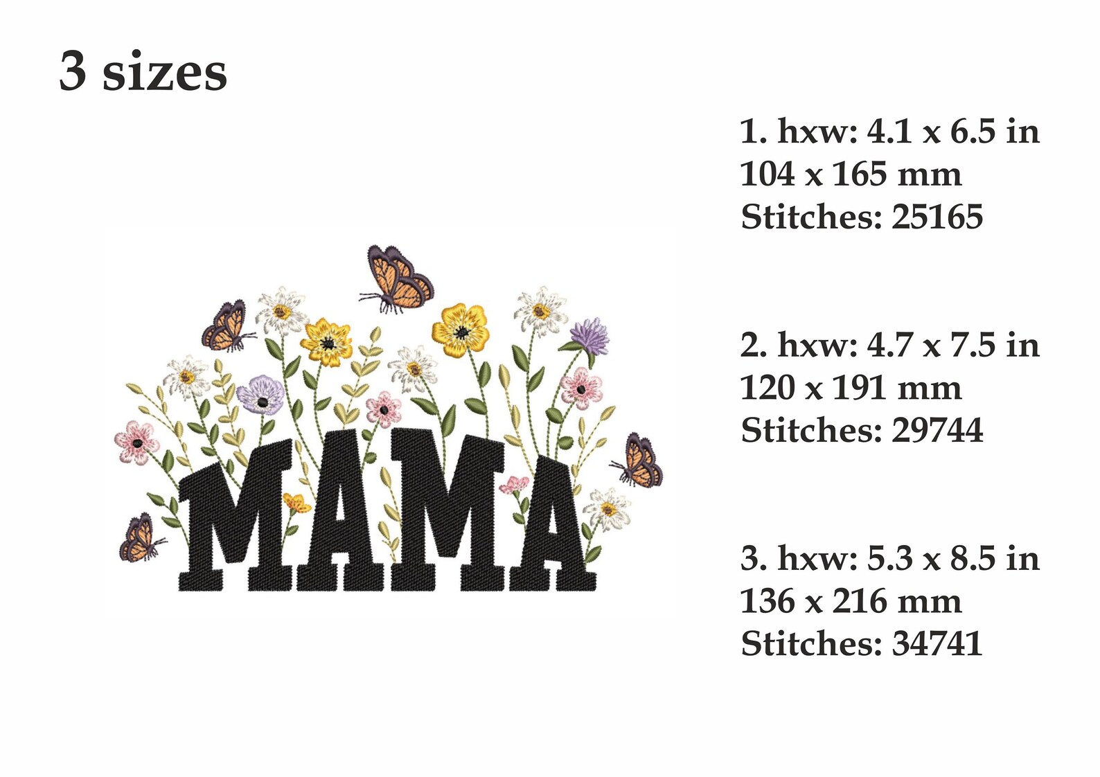 Mama Flower Embroidery Design, 3 Sizes, Instant Download - Etsy