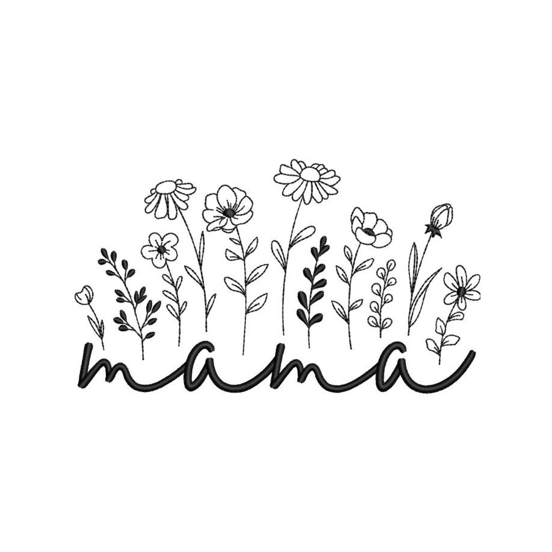 Mama Flower Embroidery Design, 4 Sizes, Instant Download - Etsy