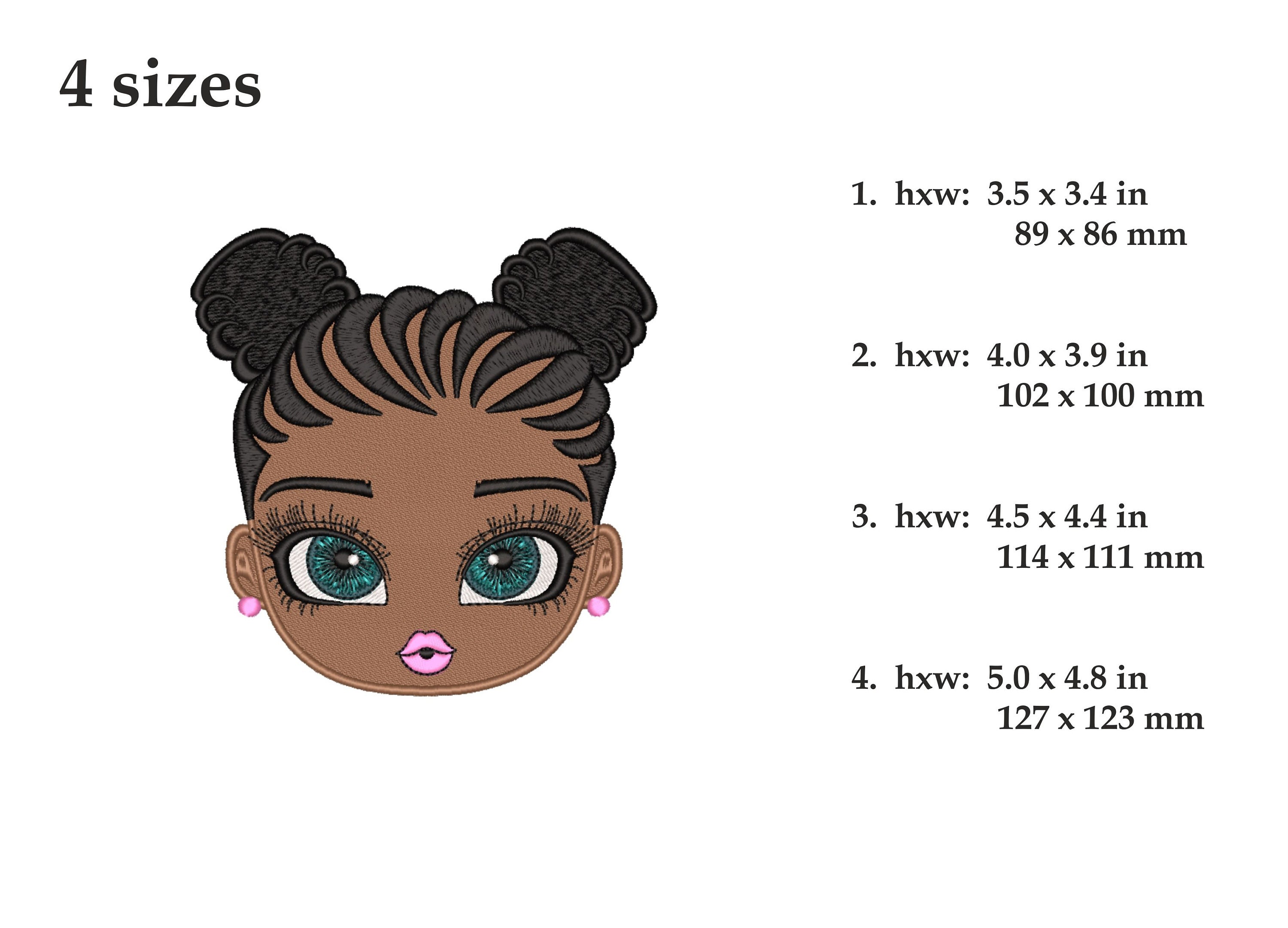 Black Girl Embroidery Design 4 Sizes Instant Download - Etsy