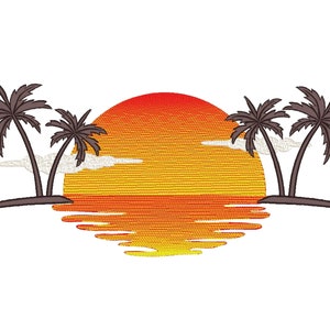 Palm Tree Embroidery Design, Summer Beach Embroidery File, 4 Sizes ...