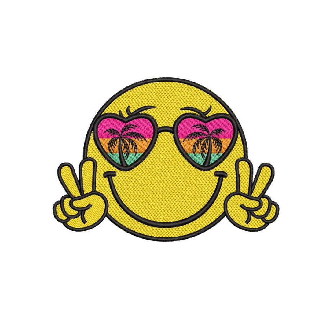 Retro Smile Face Embroidery Design Trendy Happy Face Machine Embroidery ...