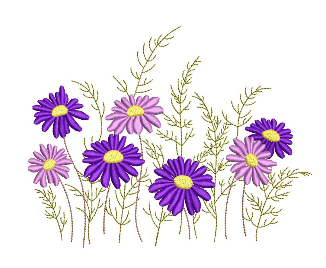 Flowers Machine Embroidery Design, 4 Sizes, Instant Download - Etsy