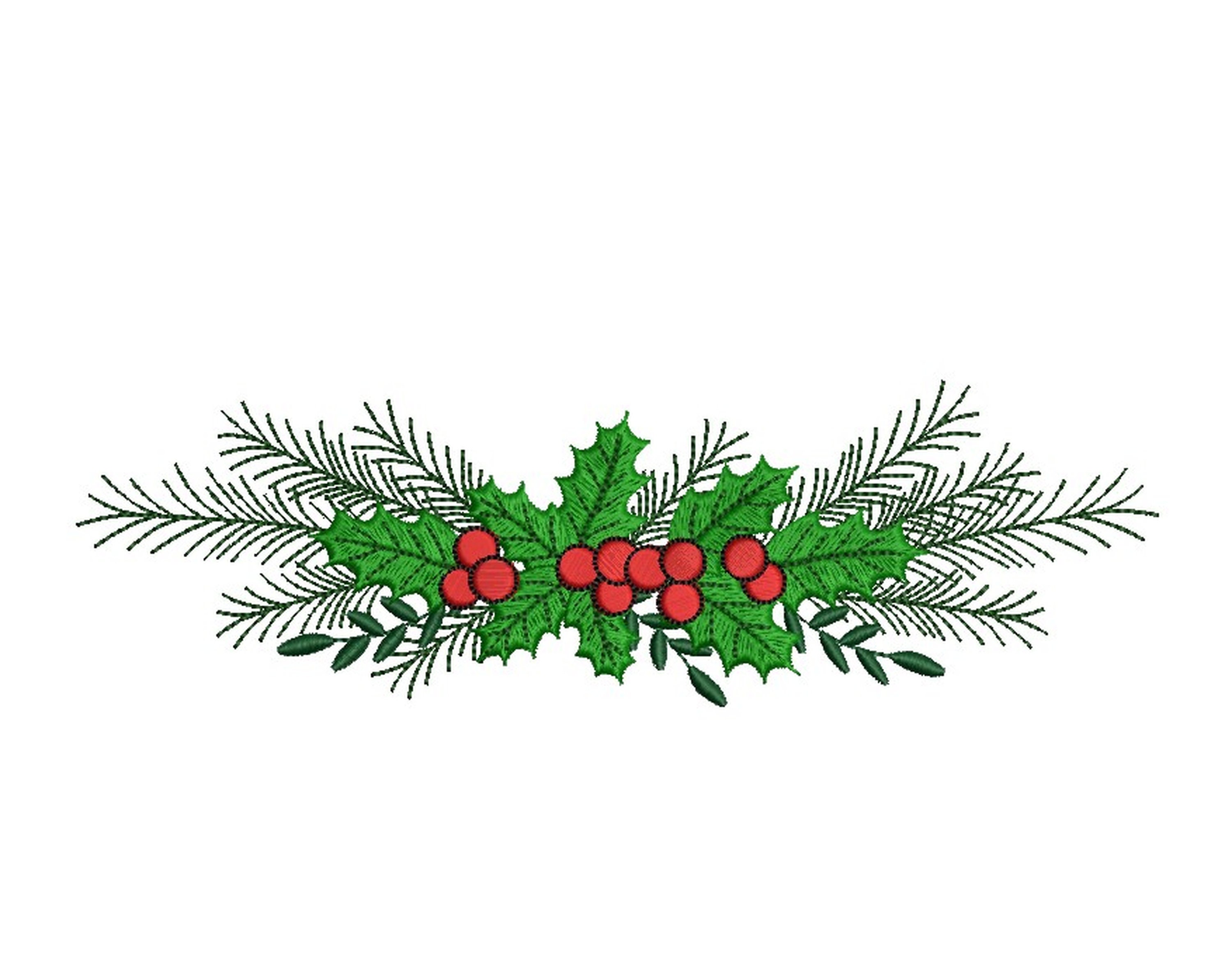 Christmas Holly Embroidery Design 3 Sizes Instant Download | Etsy