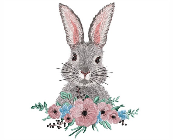 Bunny Embroidery Design 2 Sizes Instant Download - Etsy