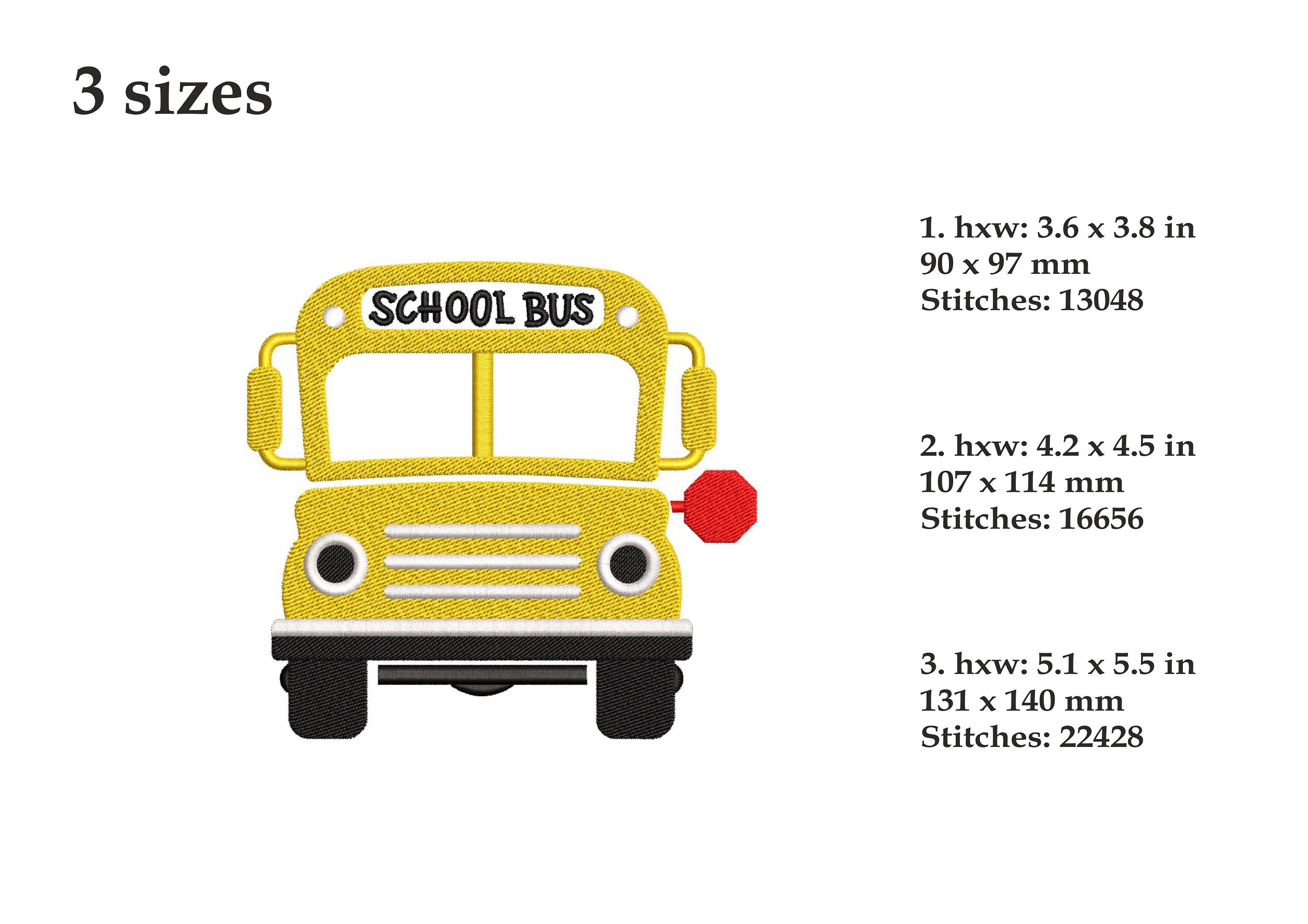 School Bus Embroidery Design, School Bus Drive Embroidery File, 3 Sizes ...