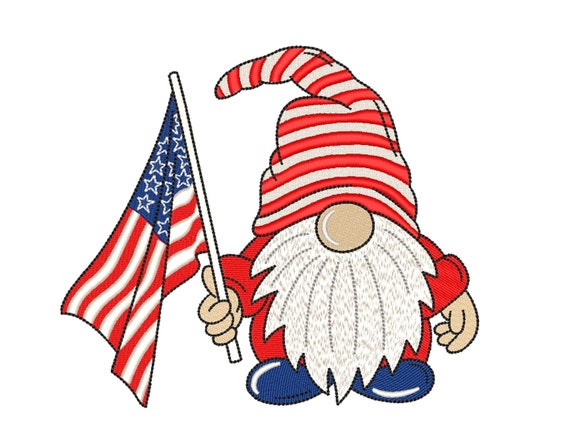 Patriotic Gnome Embroidery Design Independence Day Embroidery - Etsy