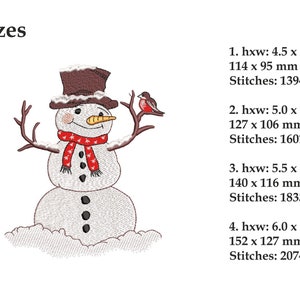 Snowman Embroidery Design, Christmas Embroidery File, 4 Sizes, Instant ...