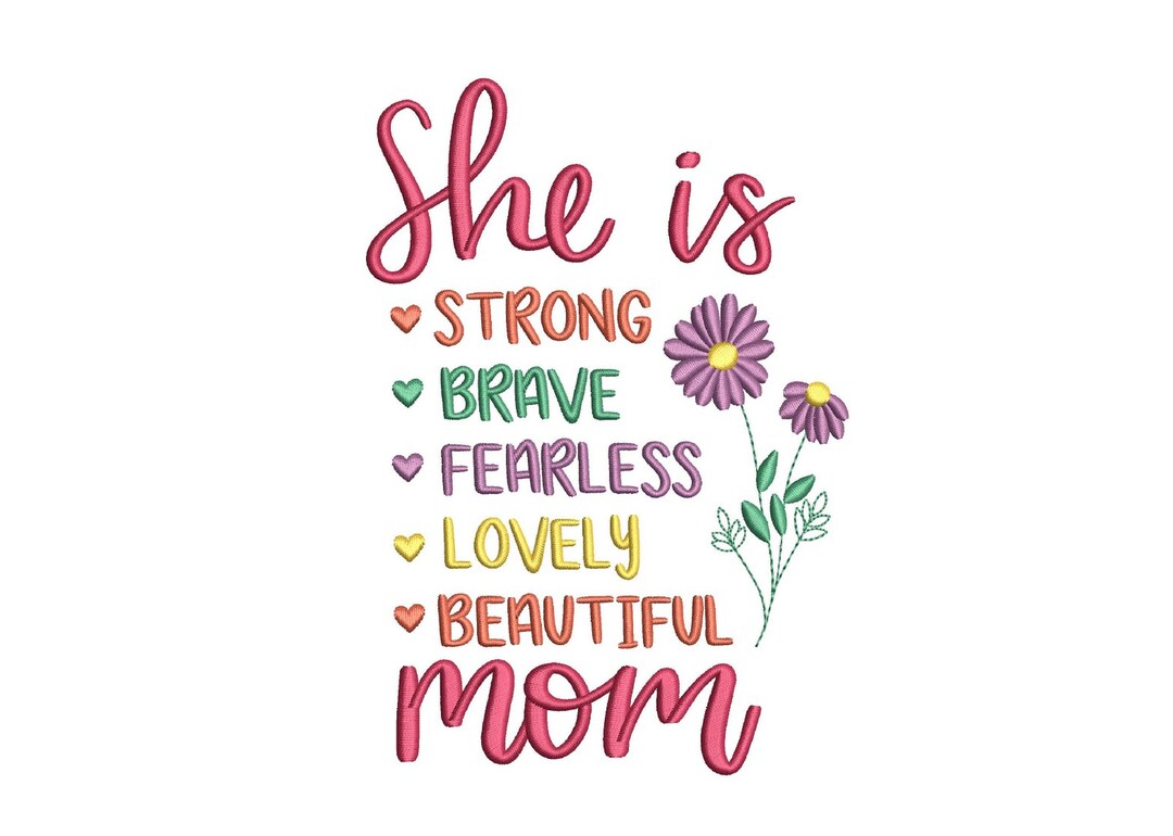 She is Mom Embroidery Design, Mother Embroidery File, Blessed Mom ...