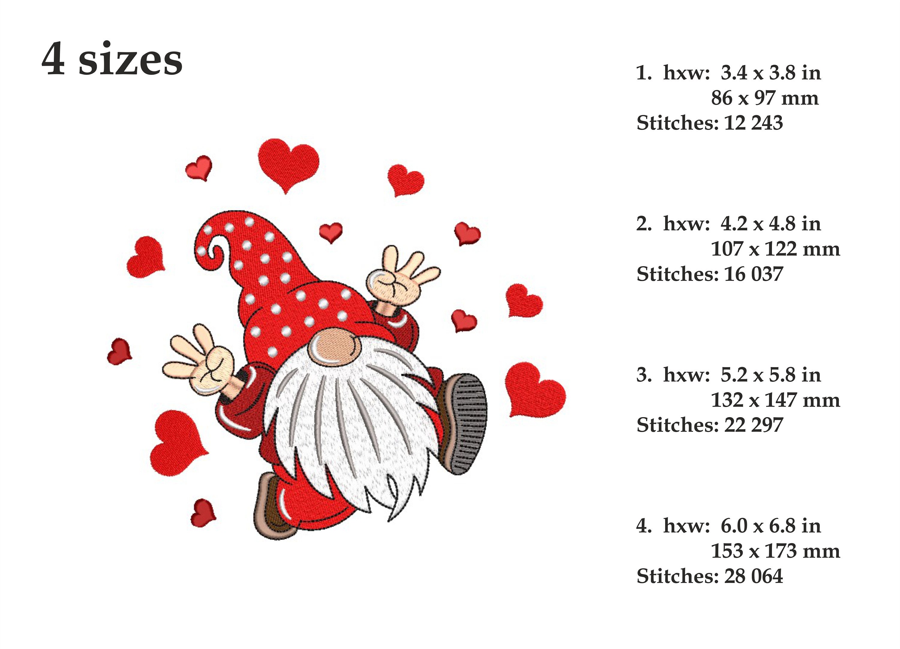 Valentine Gnome Embroidery Design Happy Valentine's Day - Etsy