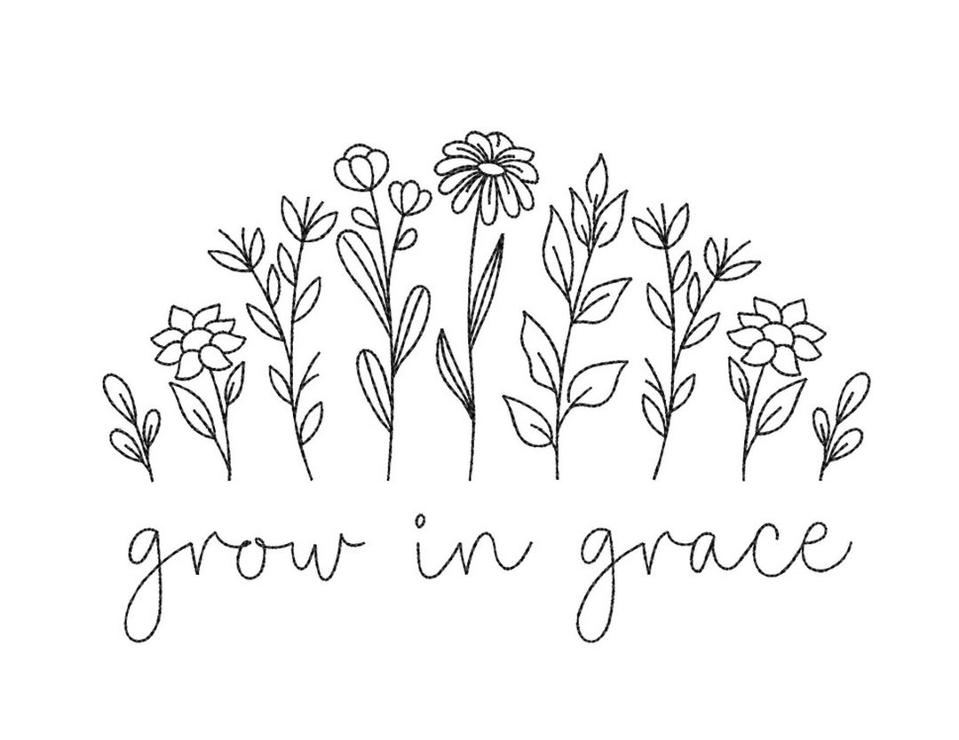 Grow in Grace Flower Mahine Embroidery Design, 5 Sizes, Instant ...