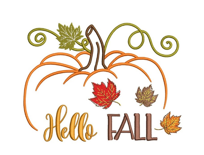 Hello Fall Embroidery Design Pumpkin Embroidery File 4 - Etsy