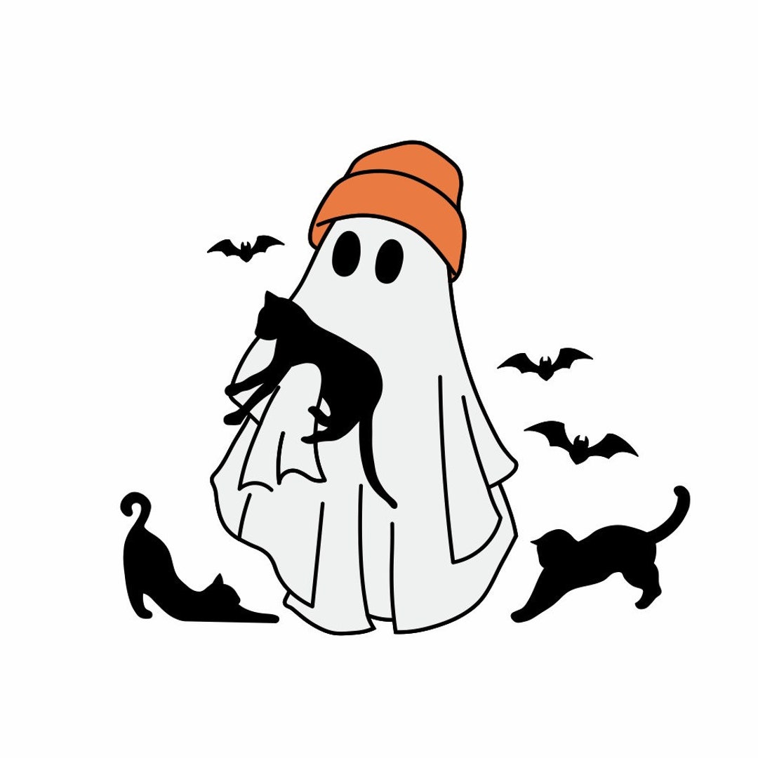Ghost With Cats Png, Ghost Cats Png, Cute Cats Halloween Design ...
