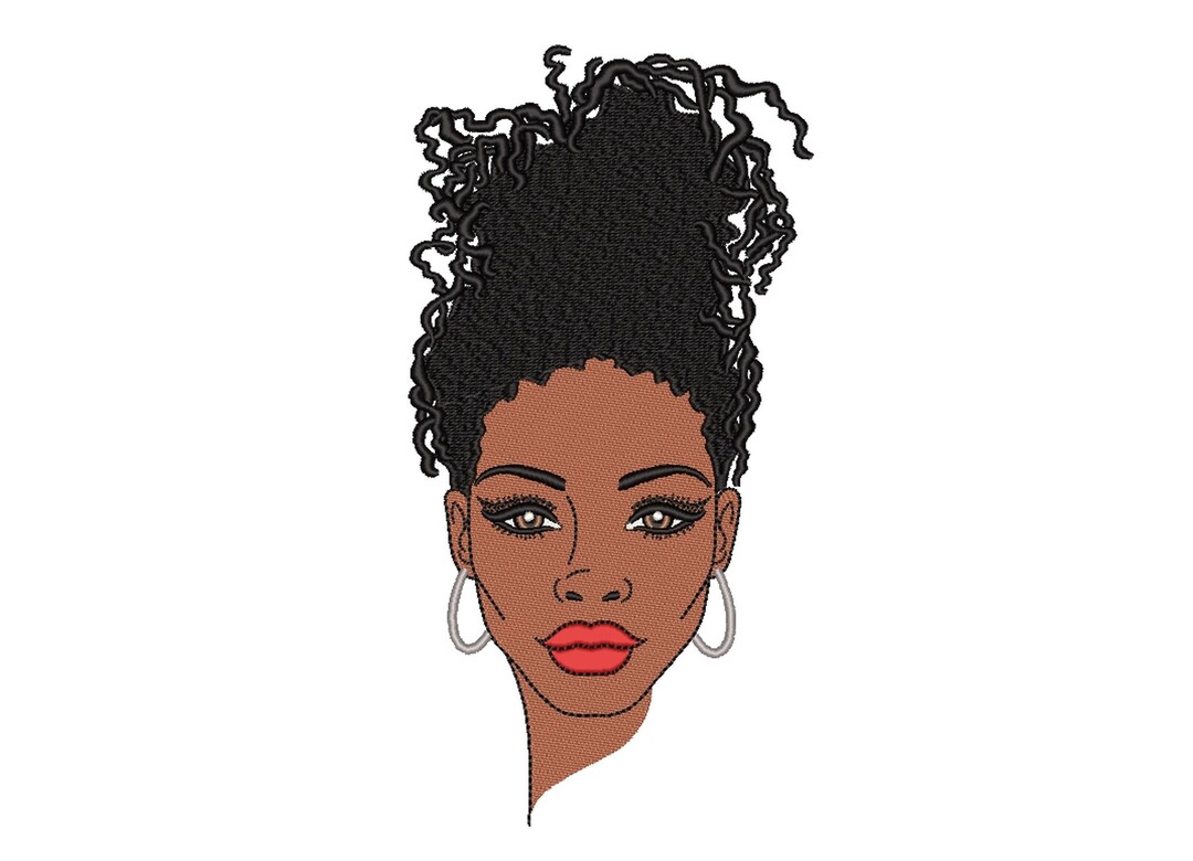 Black Woman Embroidery Design, African American Woman Embroidery File ...