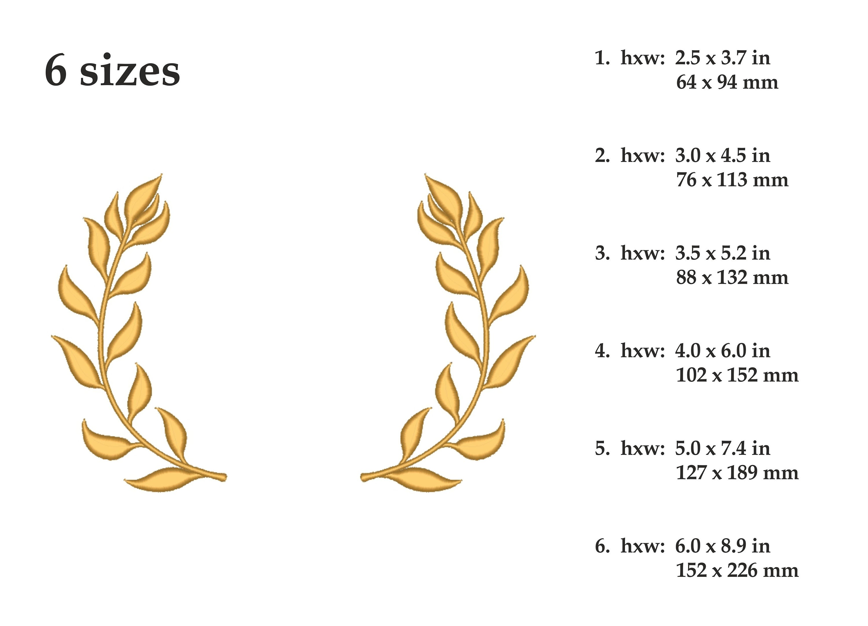 Laurel Embroidery Design 6 sizes Instant Download | Etsy