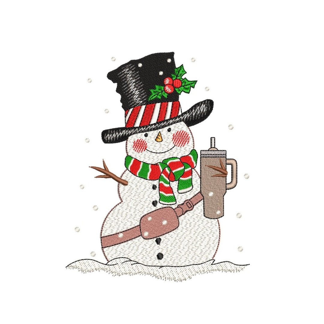 Snowman Embroidery Design, Christmas Embroidery File, 3 Sizes, Instant ...