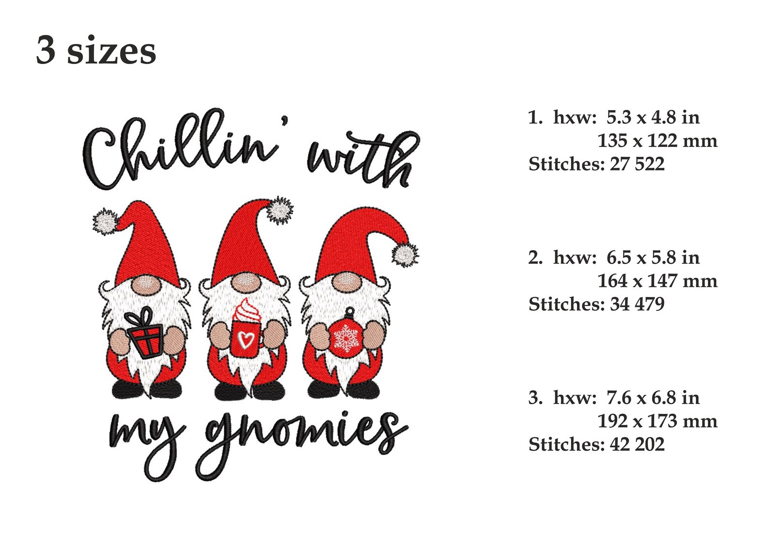 Chillin With My Gnomies Embroidery Design Christmas Gnomes - Etsy