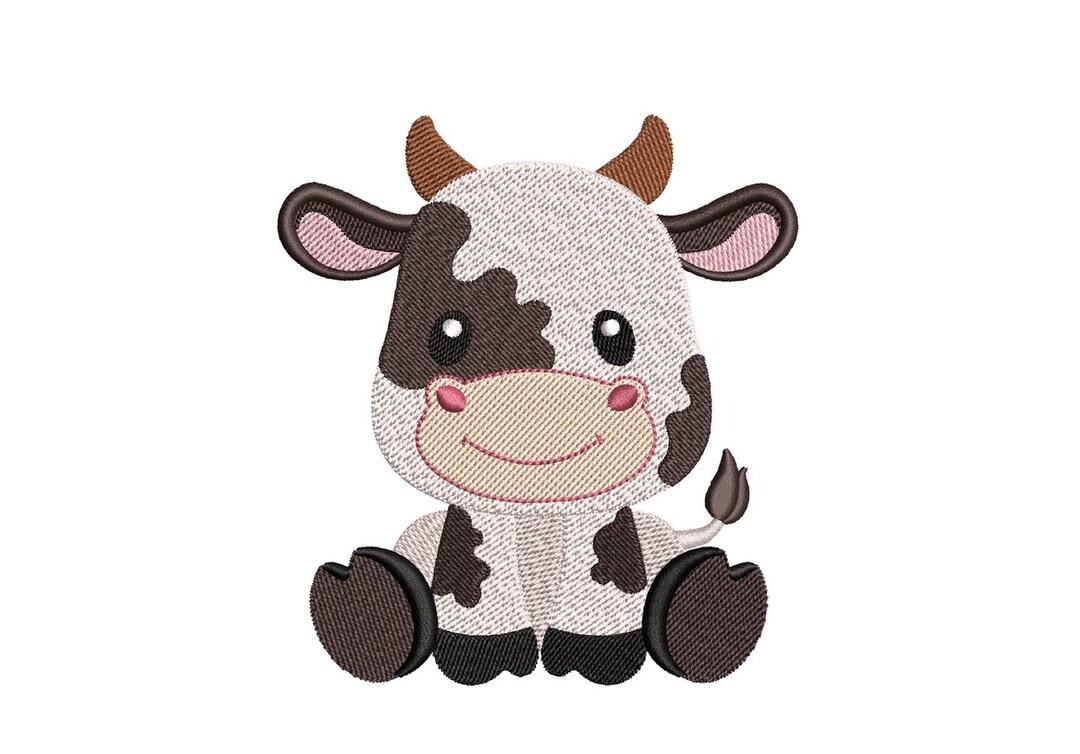 Baby Cow Embroidery Design, Farm Animal Embroidery File, 3 Sizes ...