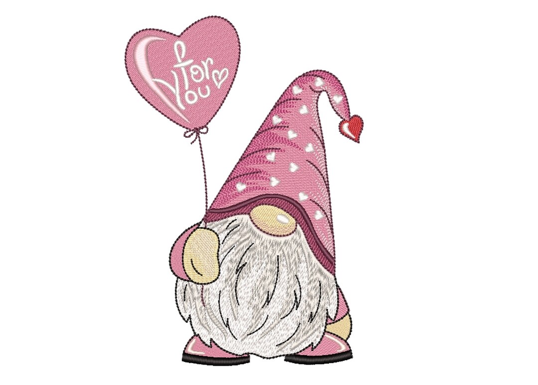 Valentine Gnome Embroidery Design, Valentine's Day Embroidery File, 3 ...