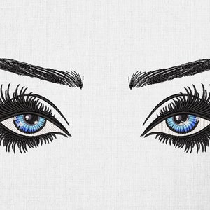 Eyes Embroidery Design, Eyelashes Embroidery Design, 6 Sizes, Instant ...