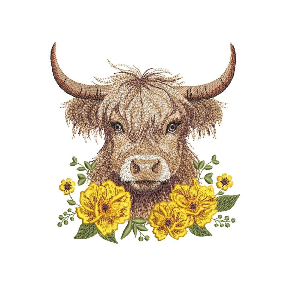 Highland Cow Embroidery Design, Farm Animal Machine Embroidery File, 3 ...