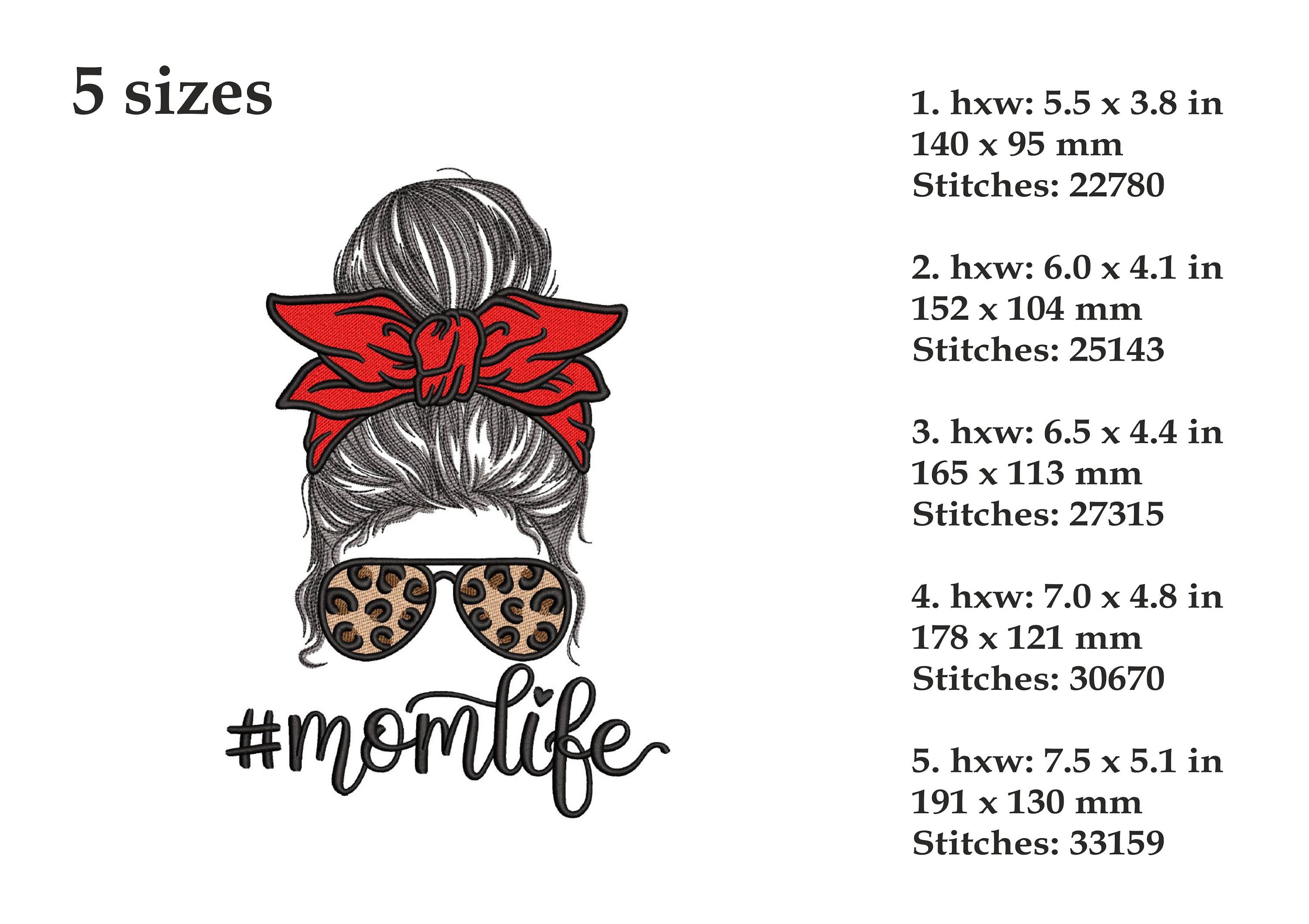 Mom Life Embroidery Design, 5 Sizes, Instant Download - Etsy