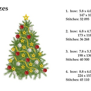 Christmas Tree Embroidery Design, 4 Sizes, Instant Download - Etsy