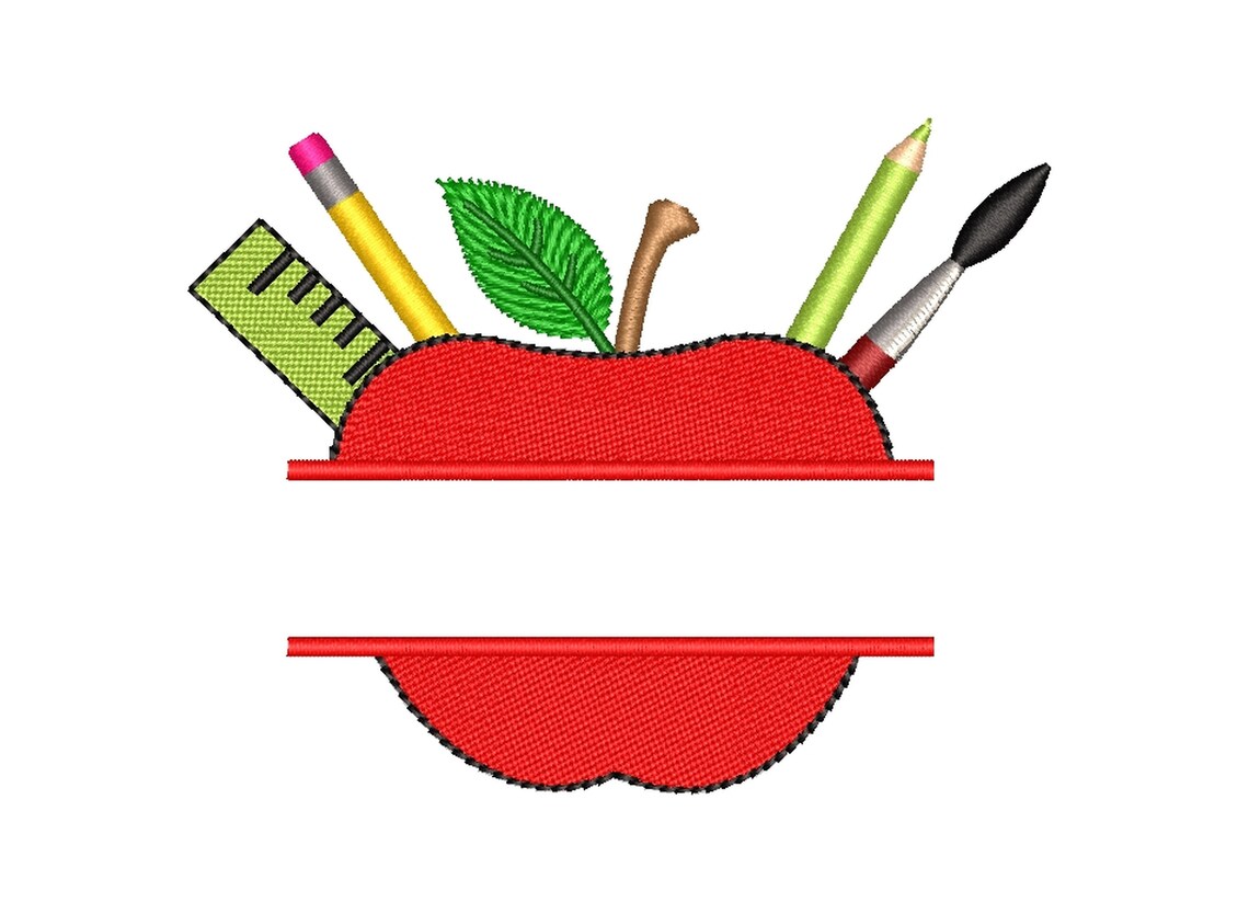 Split Apple Embroidery Design Back to School Embroidery File - Etsy