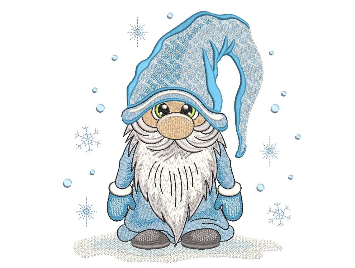 Cute Winter Gnome Embroidery Design 3 Sizes Instant Download - Etsy