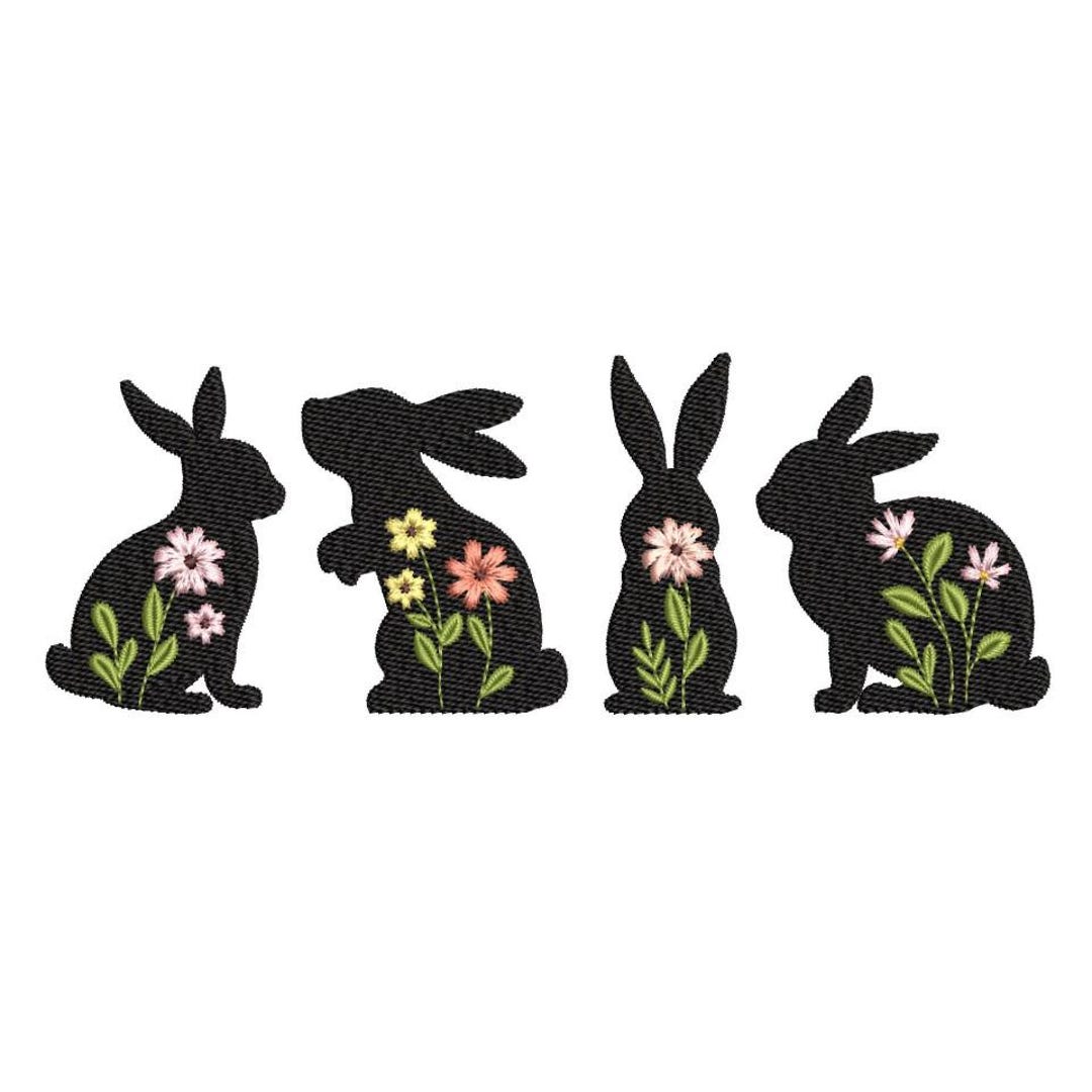 Floral Easter Bunnies Embroidery Design, 3 Sizes, Instant Download - Etsy