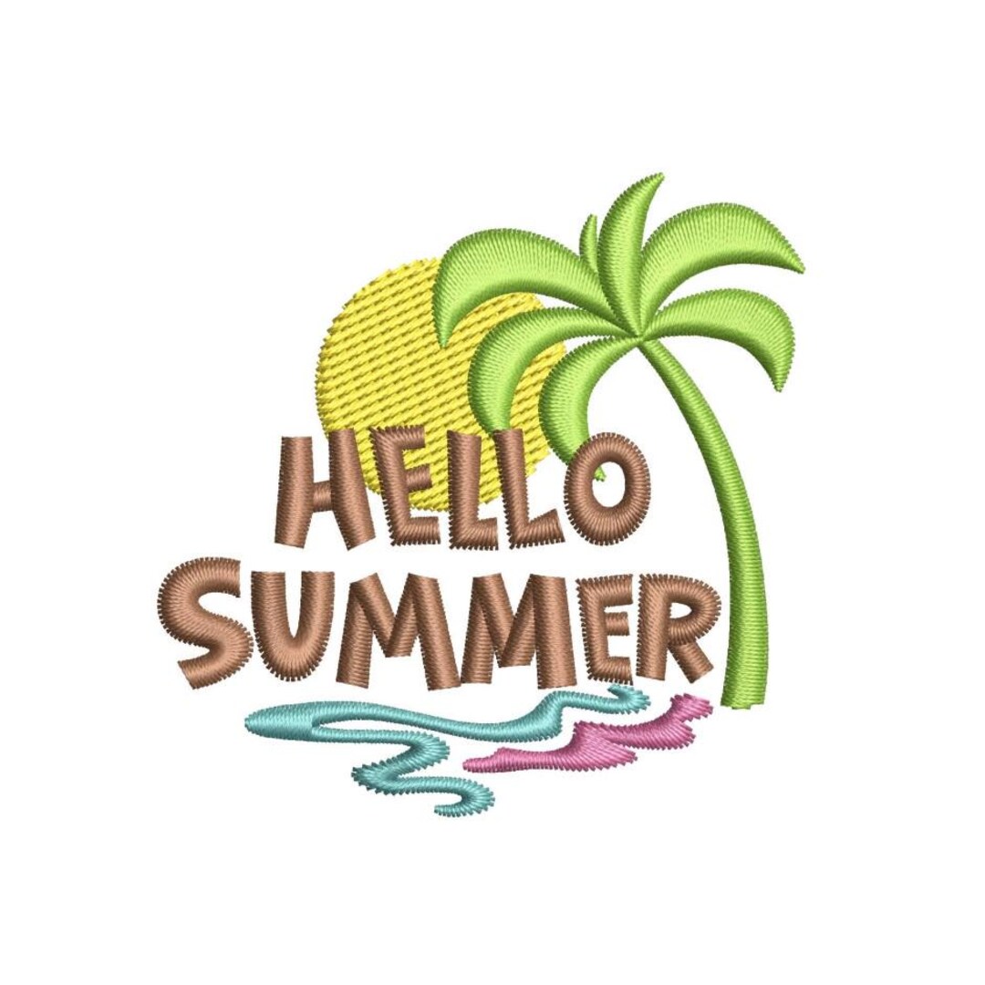 Hello Summer Embroidery Design, Beach Embroidery, 4 Sizes, Instant ...