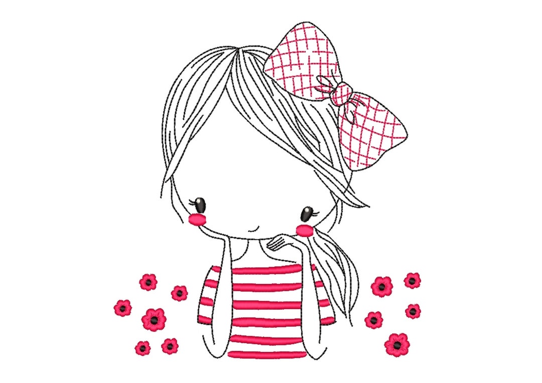 Cute Girl Embroidery Design, 5 Sizes, Instant Download - Etsy