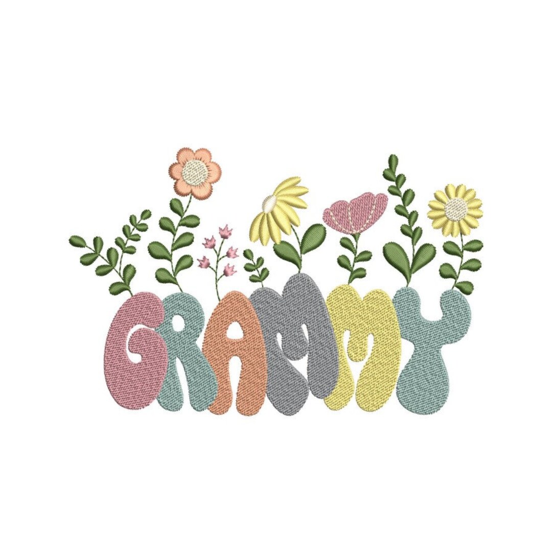 Grammy Flower Embroidery Design, Retro Mothers Day Embroidery File, 3 ...