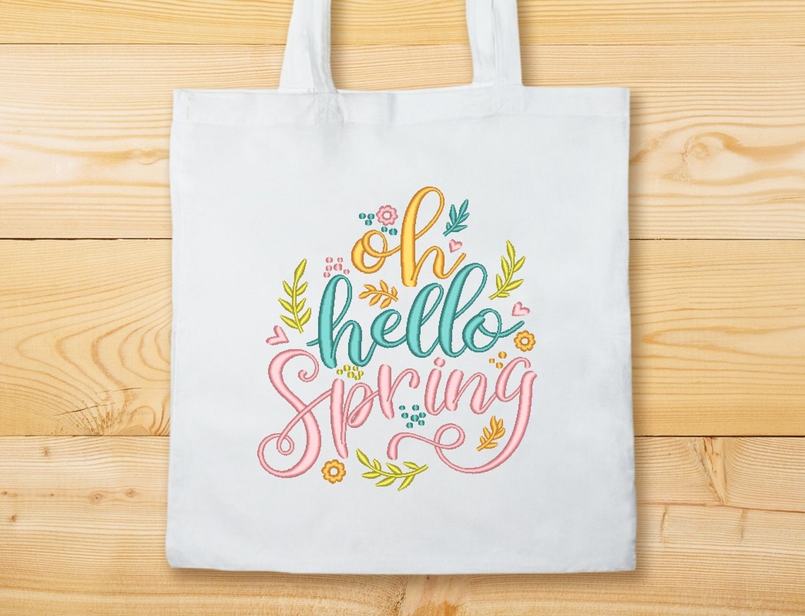 Hello Spring Machine Embroidery Design 4 Sizes Instant | Etsy