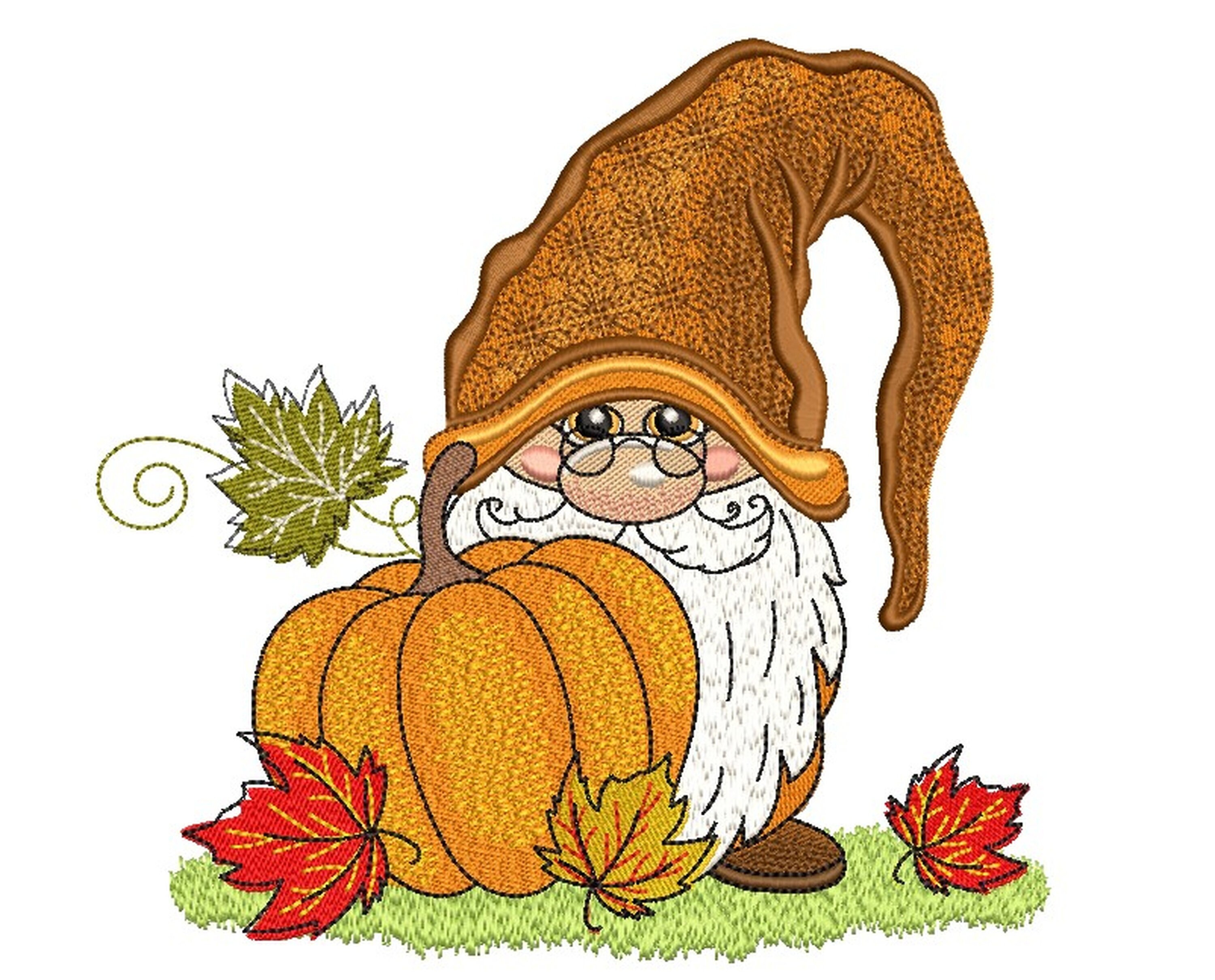Fall Gnome With Pumpkin Embroidery Design Autumn Gnome - Etsy