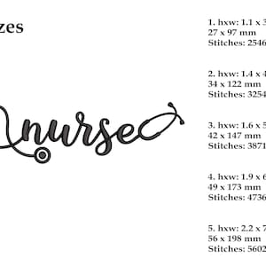 Nurse Embroidery Design, Stethoscope Embroidery File, 5 Sizes, Instant ...