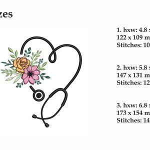 Floral Stethoscope Heart Machine Embroidery Design, Nurse Embroidery ...