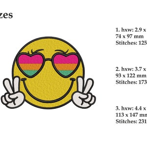 Retro Smile Face Embroidery Design, Trendy Embroidery Design, 3 Sizes ...