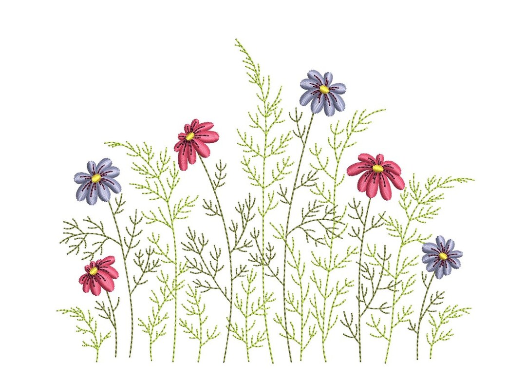 Wildflowers Machine Embroidery Design, 3 Sizes, Instant Download - Etsy